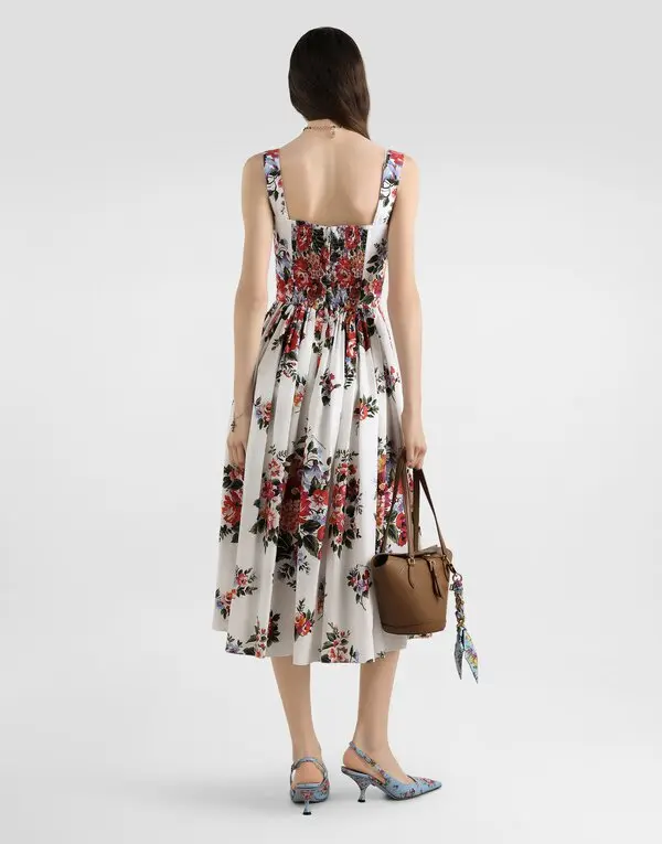 Dolce & Gabbana Flower Bouquet-print Cotton Dress - Multicolor
