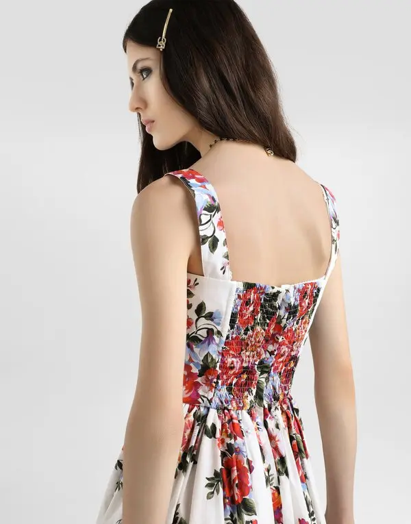 Dolce & Gabbana Flower Bouquet-print Cotton Dress - Multicolor
