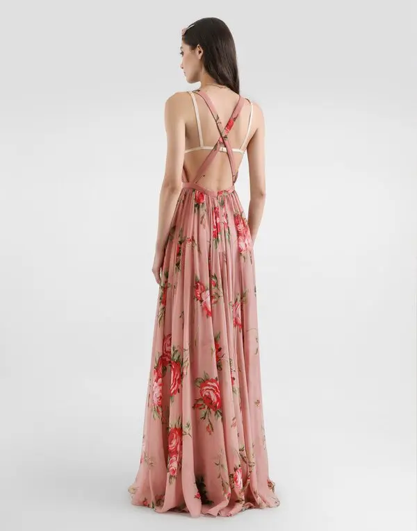 Dolce & Gabbana Rose Bouquet-print Chiffon Dress