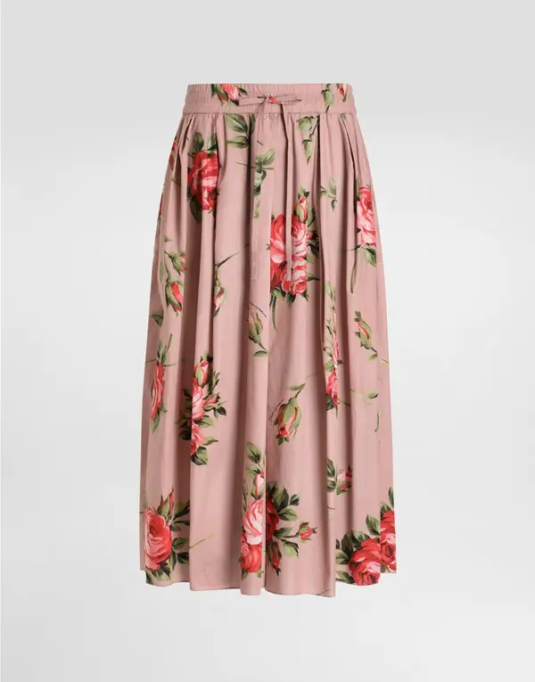 Dolce & Gabbana Rose Bouquet-print Midi Skirt - Multicolor
