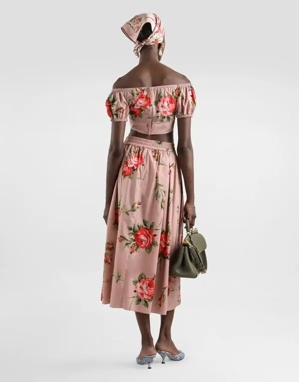 Dolce & Gabbana Rose Bouquet-print Cotton Top - Multicolor