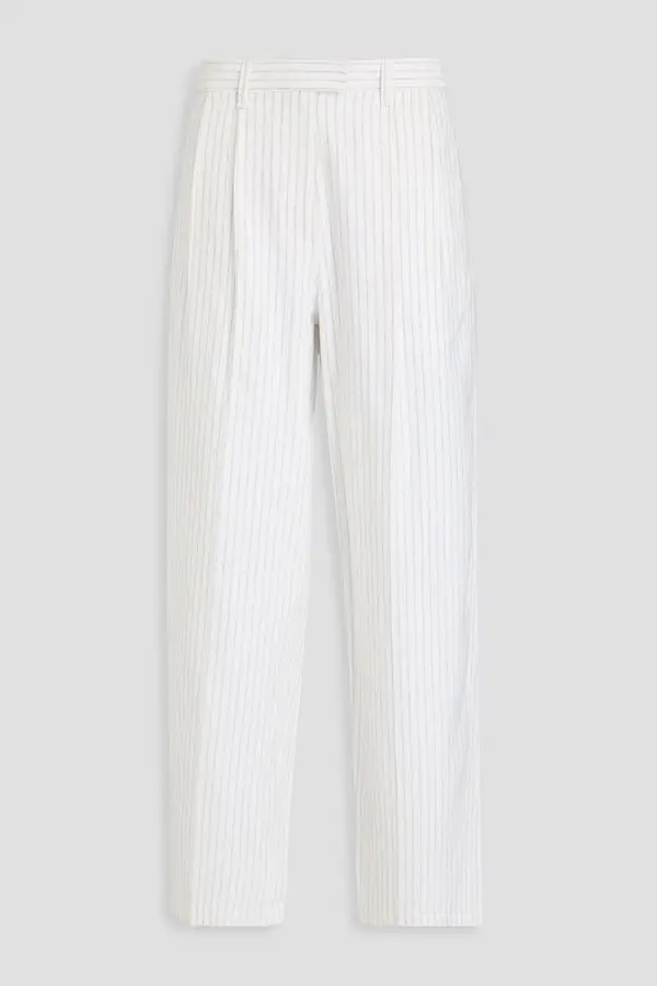 Rag & Bone Newman Pinstriped Wide-leg Pants - White