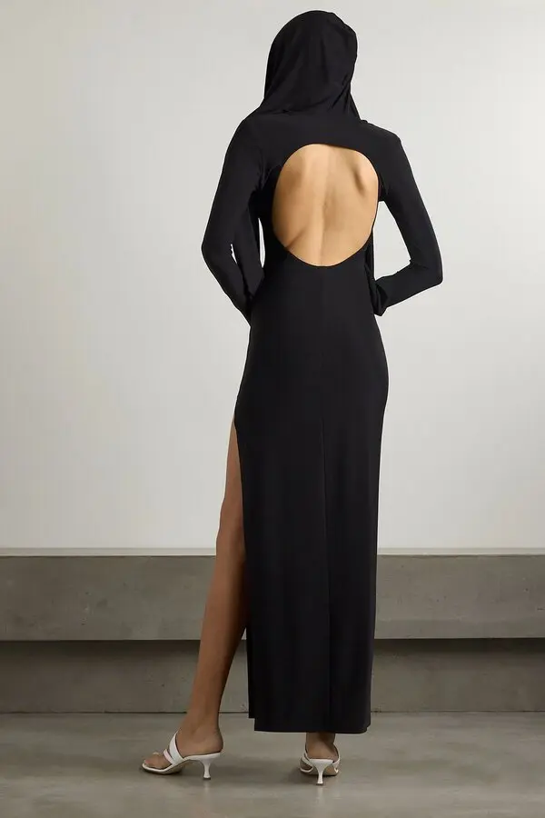 Norma Kamali Hooded Cutout Stretch-jersey Maxi Dress
