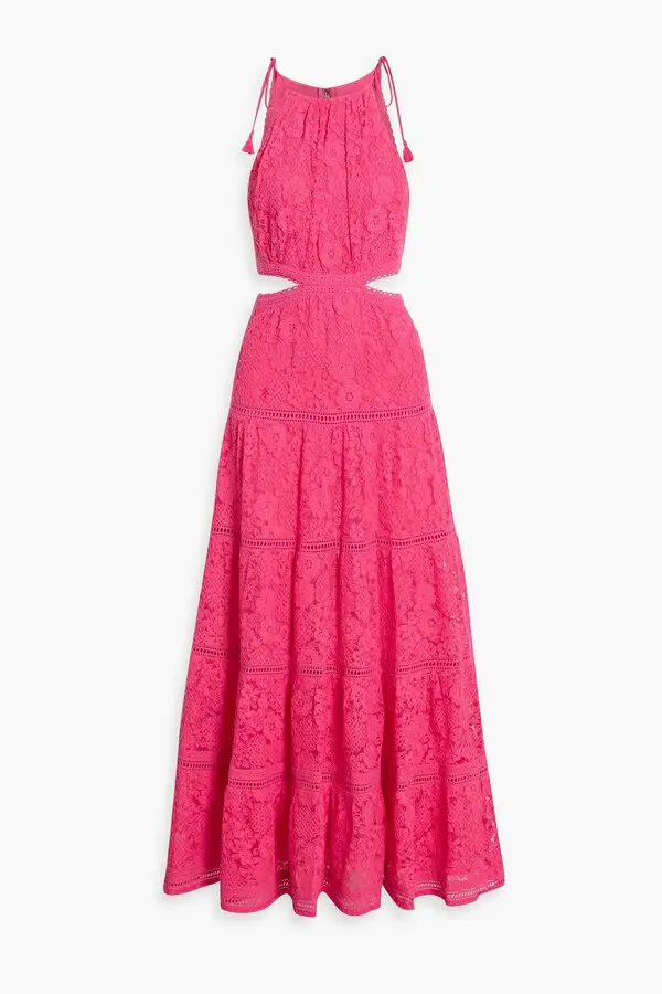 Alice + Olivia Myrtice Guipure Lace Maxi Dress - Fuchsia