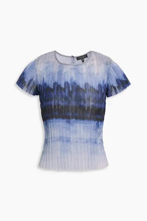 Rag & Bone Printed Plissé-organza Top