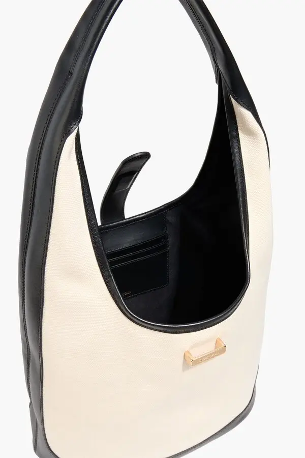 Simkhai Leather-trimmed Canvas Shoulder Bag
