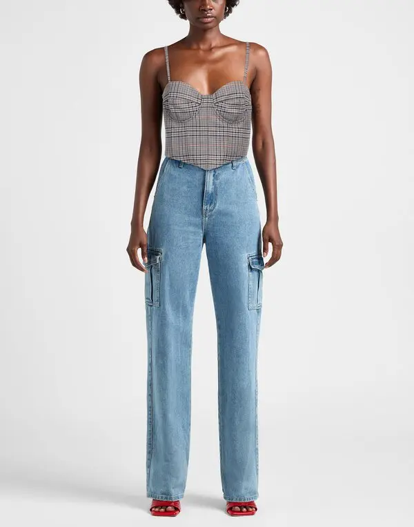 DONDUP Houndstooth Twill Corset Top