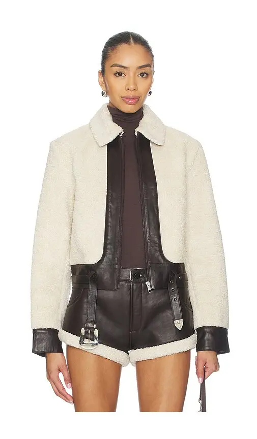 UNDERSTATED LEATHER Faux Shearling Leather Jacket