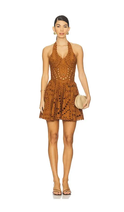 Charo Ruiz Ibiza Sandlight Short Dress - Brown Sealace