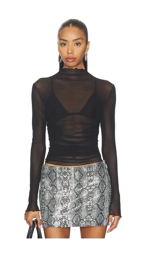 BY.DYLN Nina Sheer Mesh Top - Black