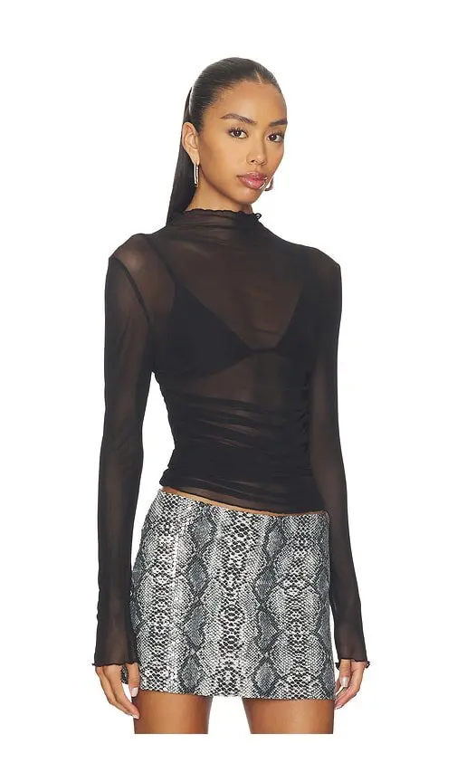 BY.DYLN Nina Sheer Mesh Top - Black