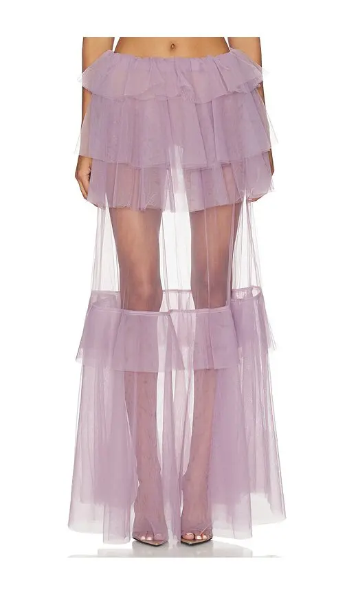 AKNVAS Vilhelmine Tiered Tulle Maxi Skirt - Lavender