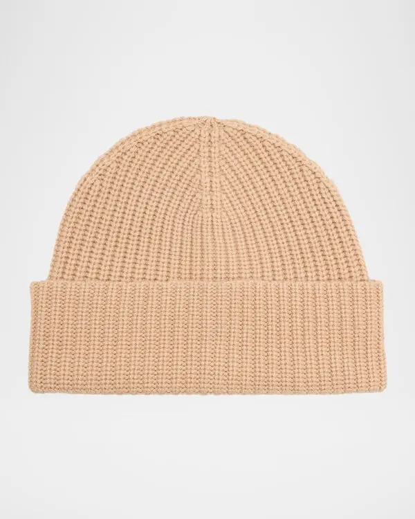 Neiman Marcus Cashmere Ribbed Beanie - 251cam