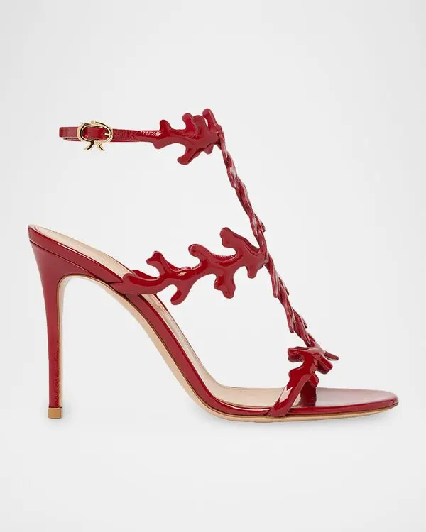 GIANVITO ROSSI 95mm Ocean Patent Leather Sandals - Rouge