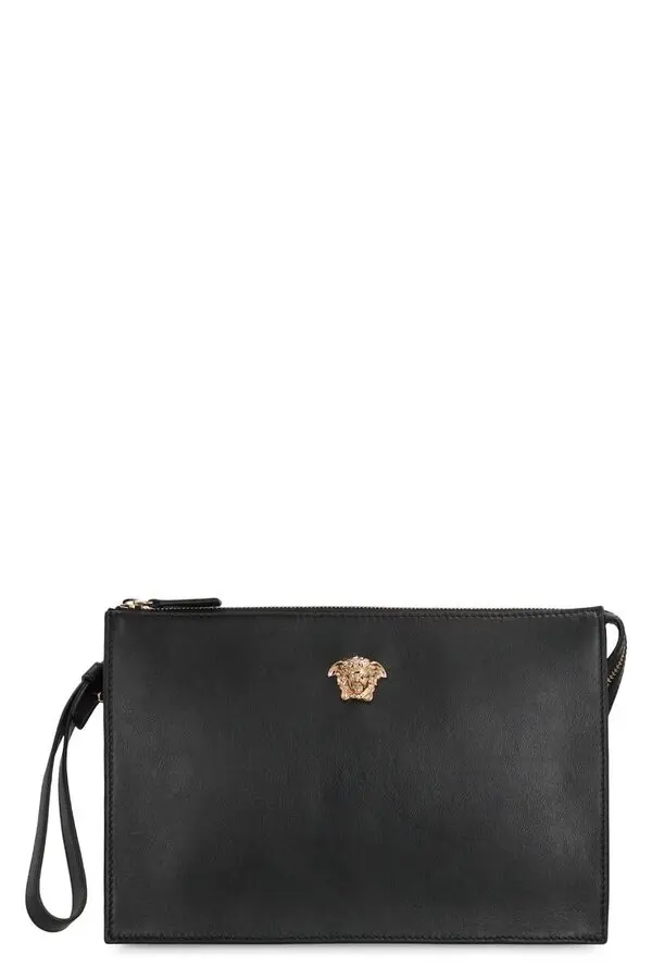 Versace La Medusa Leather Pouch - Black