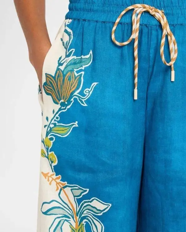 ALEMAIS Luda Linen Wide-leg Pants - Blue