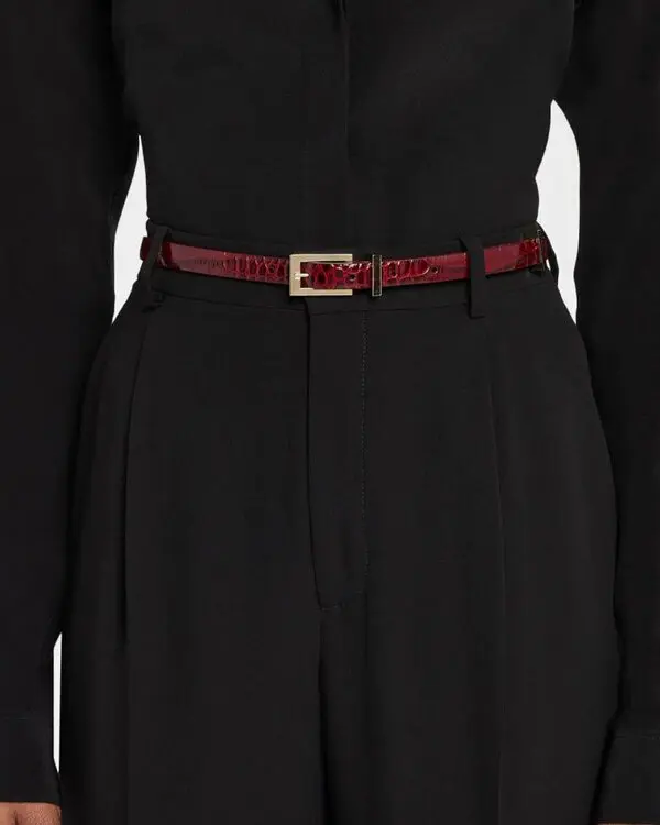 TOM FORD Stamped Croc-embossed Leather Belt