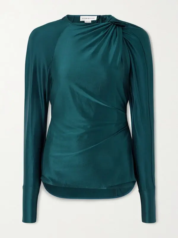 Victoria Beckham Twisted Satin Top - Blue