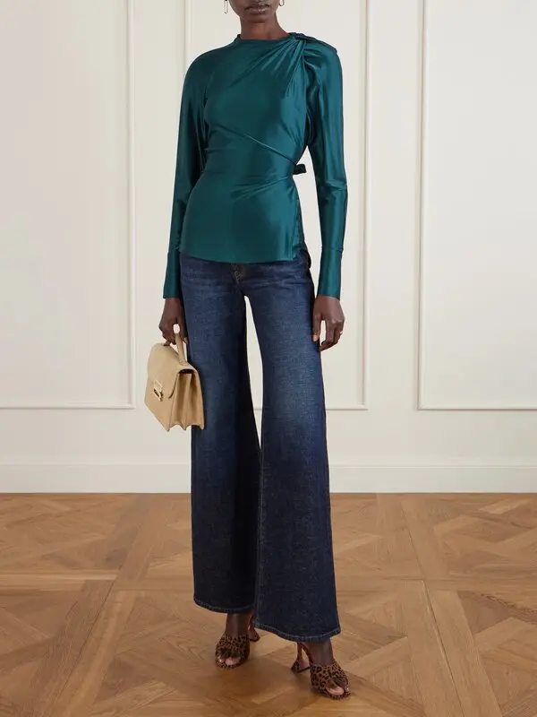 Victoria Beckham Twisted Satin Top - Blue