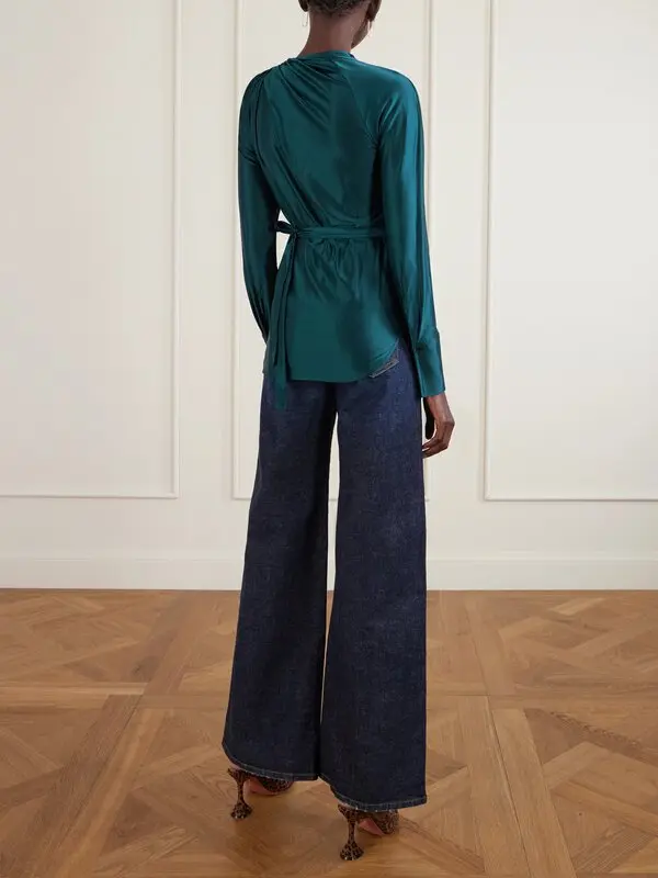 Victoria Beckham Twisted Satin Top - Blue