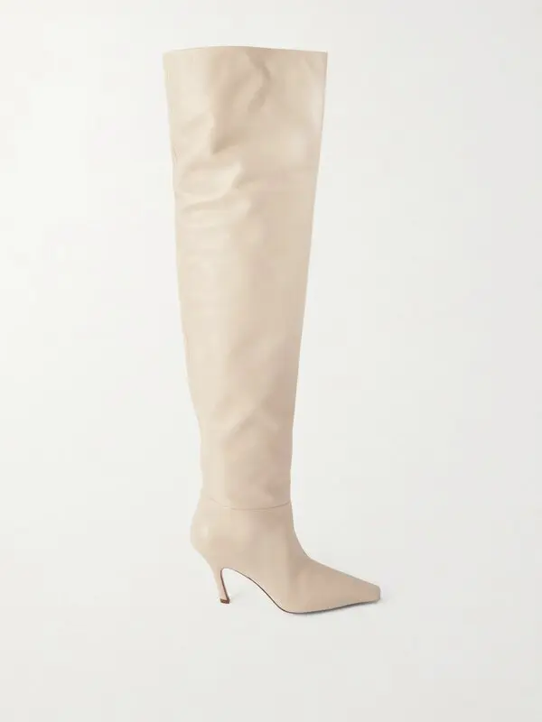 Amina Muaddi Jamie Leather Over-the-knee Boots