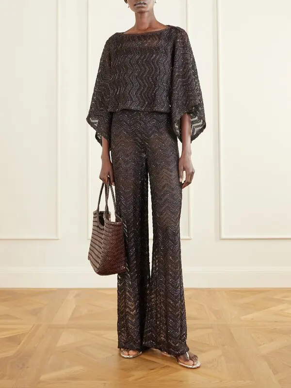 Missoni Sequin-embellished Crochet-knit Wide-leg Pants