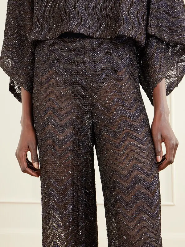 Missoni Sequin-embellished Crochet-knit Wide-leg Pants