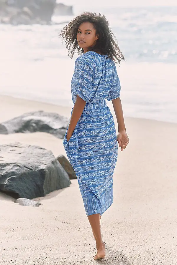 Ro'S Garden France Short-Sleeve Midi Dress - Blue | Editorialist