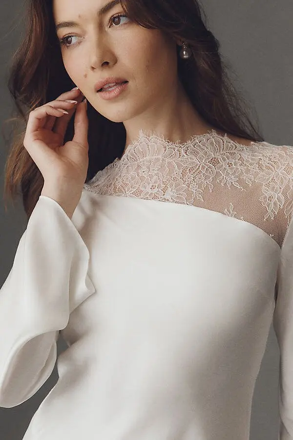 Shona Joy Allegra Lace Panel Mini Dress - Ivory - 28% Off | Editorialist