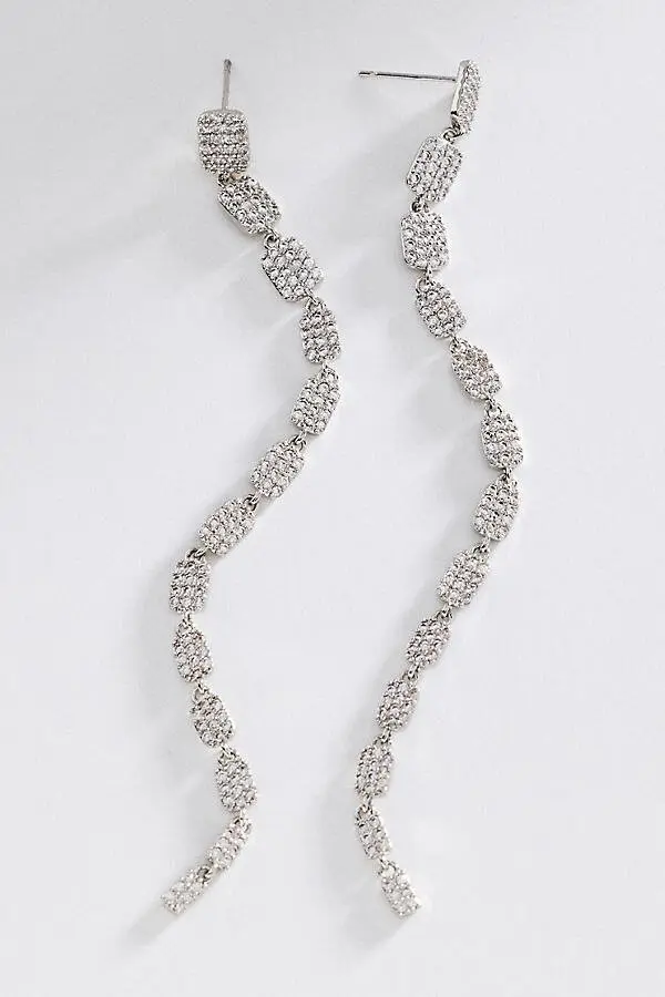 Anthropologie Crystal Cascade Earrings - Silver