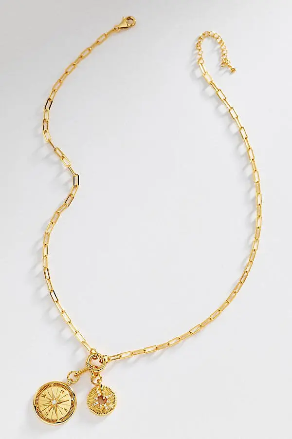 Anthropologie Celestial Pendant Necklace - Gold