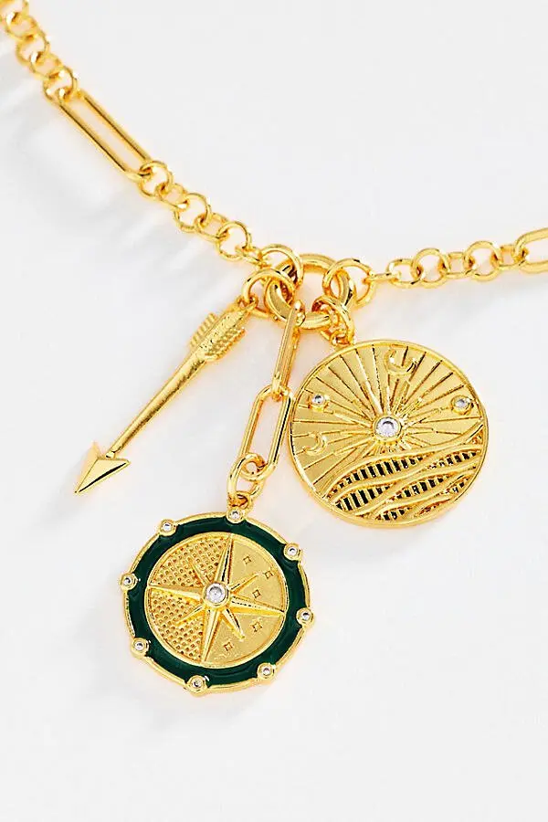 Anthropologie Celestial Pendant Necklace - Olive