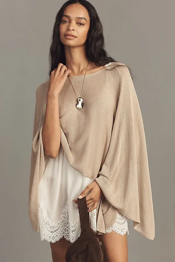 MARE MARE Thin Knit Poncho - Sand