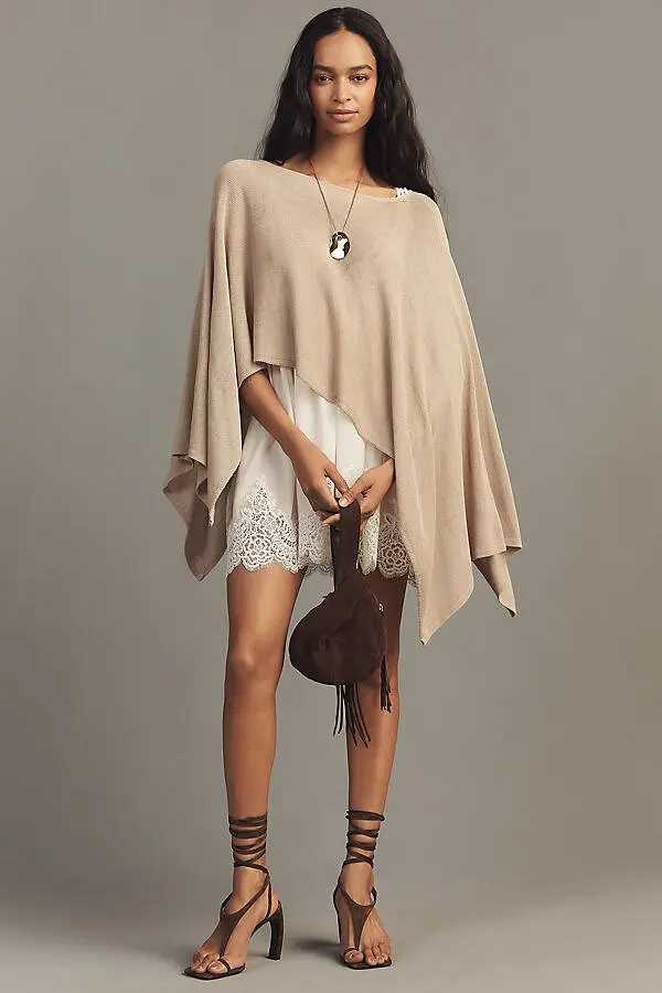MARE MARE Thin Knit Poncho - Sand