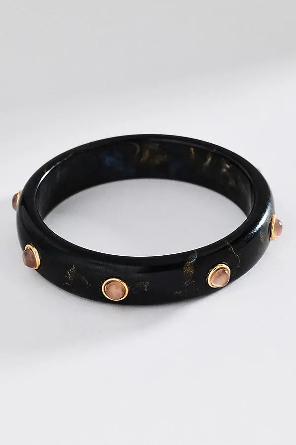 Anthropologie Resin Stone Bangle Bracelet - Black