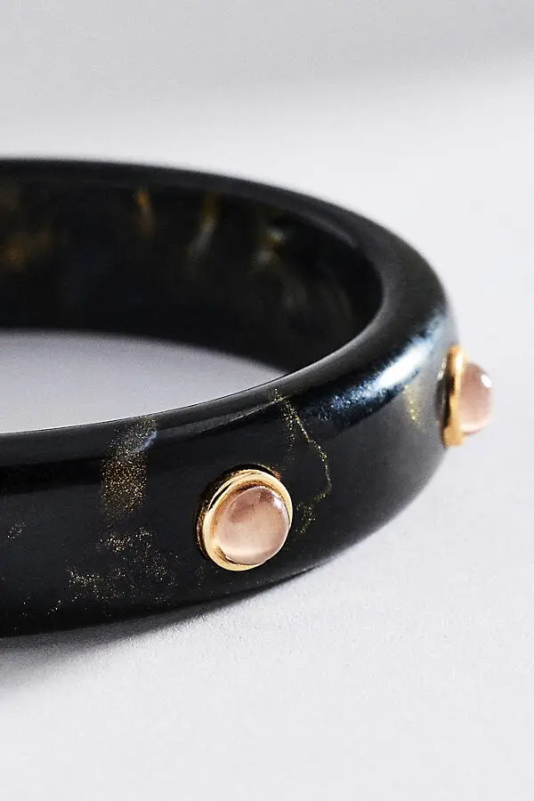 Anthropologie Resin Stone Bangle Bracelet - Black