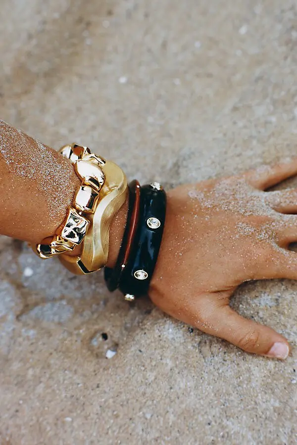 Anthropologie Resin Stone Bangle Bracelet - Black