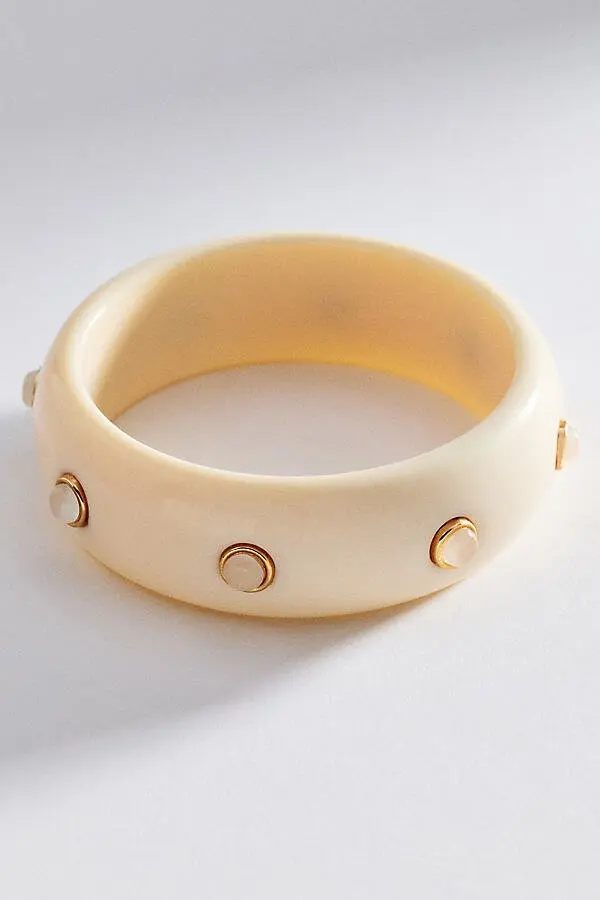 Anthropologie Resin Stone Bangle Bracelet - Ivory