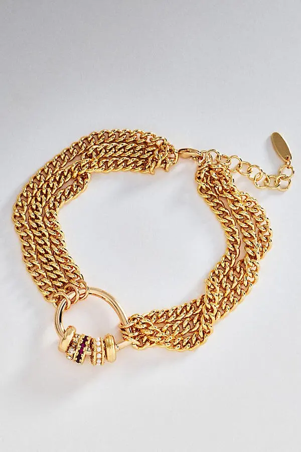 Anthropologie Layered Chain O-ring Bracelet - Neutral