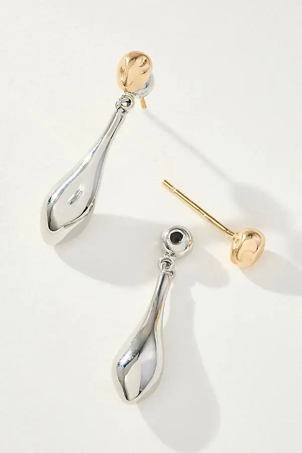 Anthropologie Structural Drop Earrings - Gold & Silver