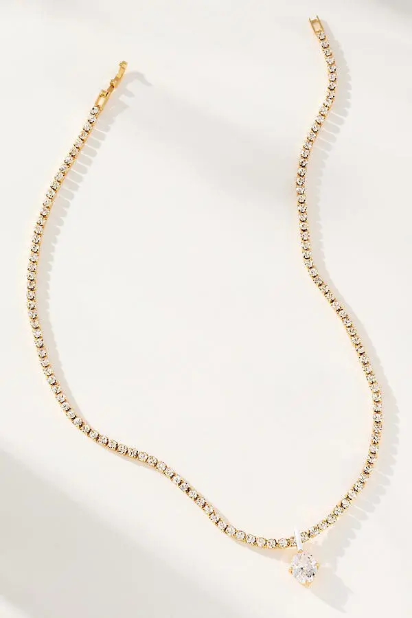 Anthropologie Crystal Pendant Necklace - White