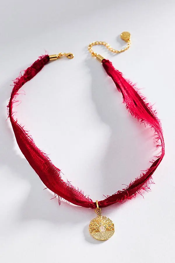 Cloverpost Silk Pendant Necklace - Ruby