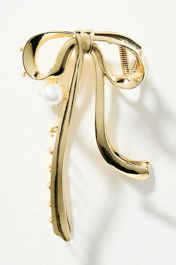 Anthropologie Metal Bow Hair Claw Clip - Gold