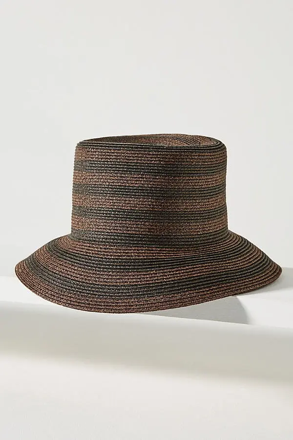 San Diego Hat Braided Straw Bucket Hat - Dark Brown