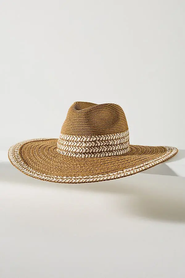 San Diego Hat Straw Chevron Fedora - Tan