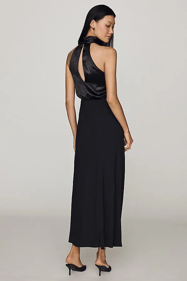 BL-NK Halter Twofer Maxi Dress