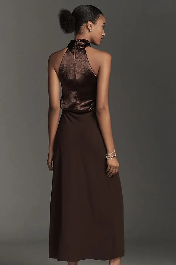 Bl-nk Franzia Halter Twofer Maxi Dress - Brown