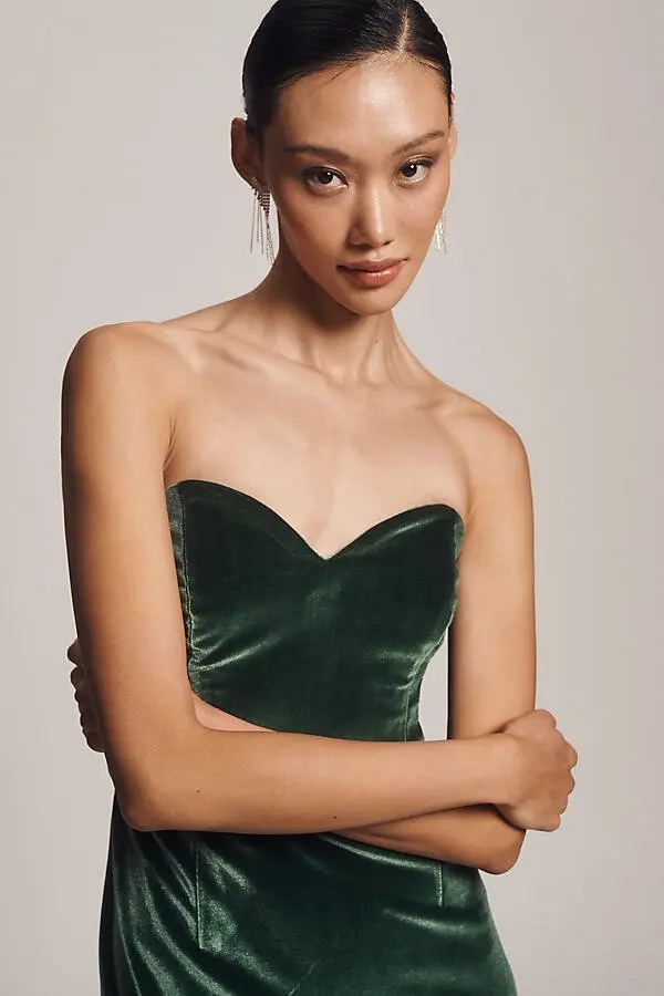 Hutch Laken Strapless Sweetheart Midi Dress In Green - 33% Off