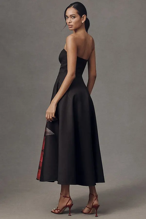 slim fit dress slacks Strapless Fit and Flare Midi Dress Hot Pink / Large main image 1