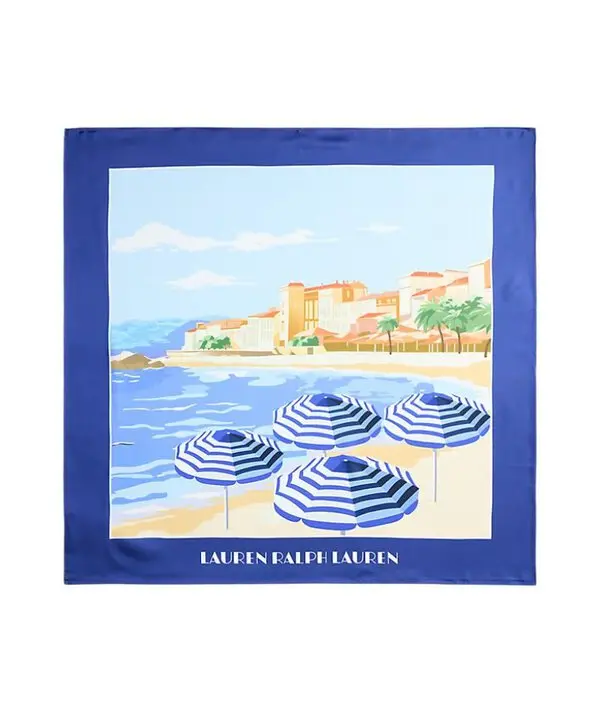 Ralph Lauren Landscape-motif Silk Square Scarf - Navy